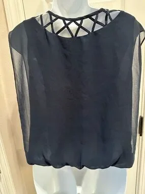 BCX | Tops | 35 Bcx Navy Latticeneck Sleeveless Chiffon Camisole | Poshmark